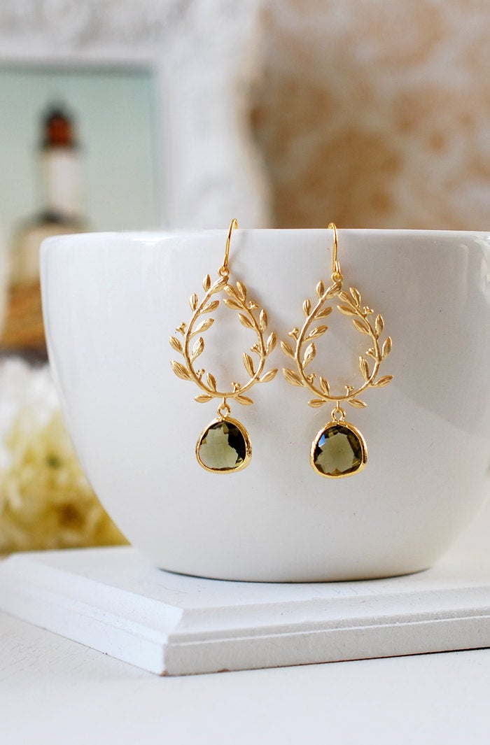 Olive green earrings store